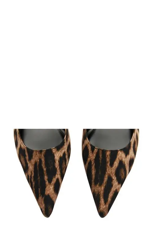 Mango Leopard Print Pointed Toe Slingback Pumps