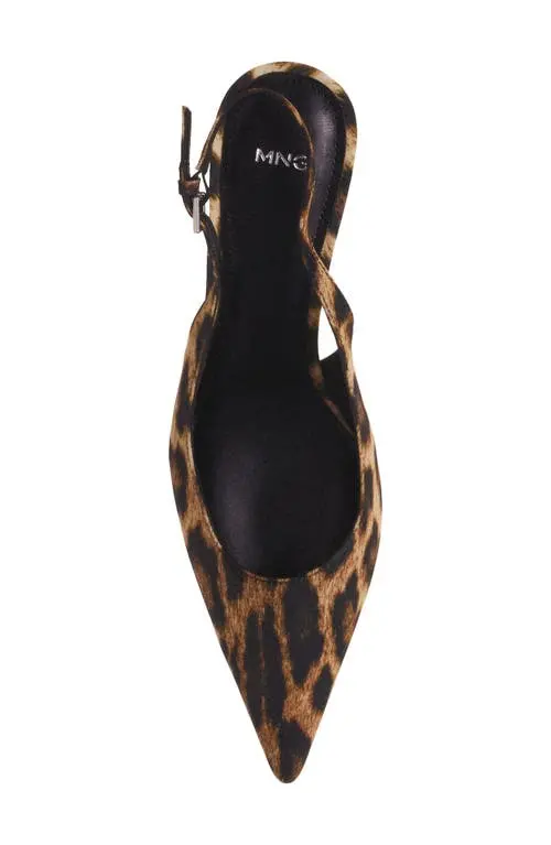 Mango Leopard Print Pointed Toe Slingback Pumps