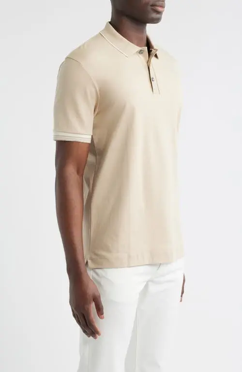 BOSS Parlay Tipped Cotton Polo - Light Beige