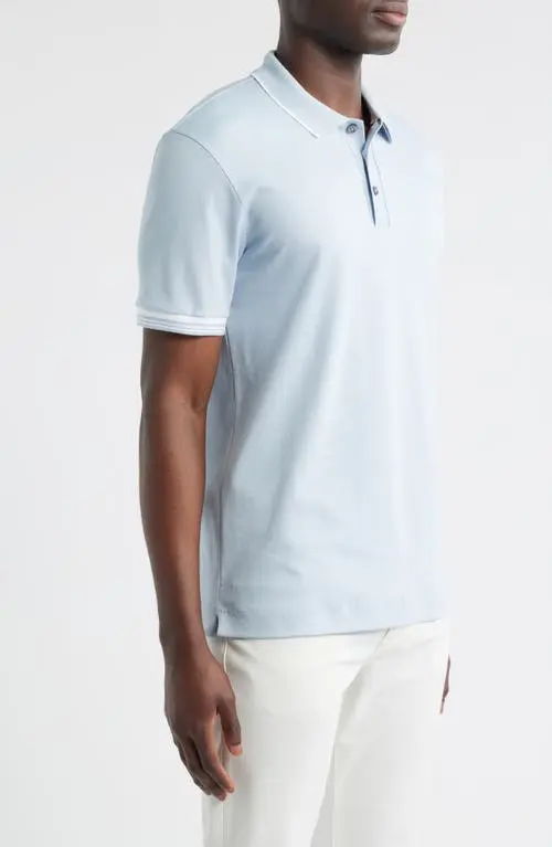 BOSS Parlay Tipped Cotton Polo - Light Blue