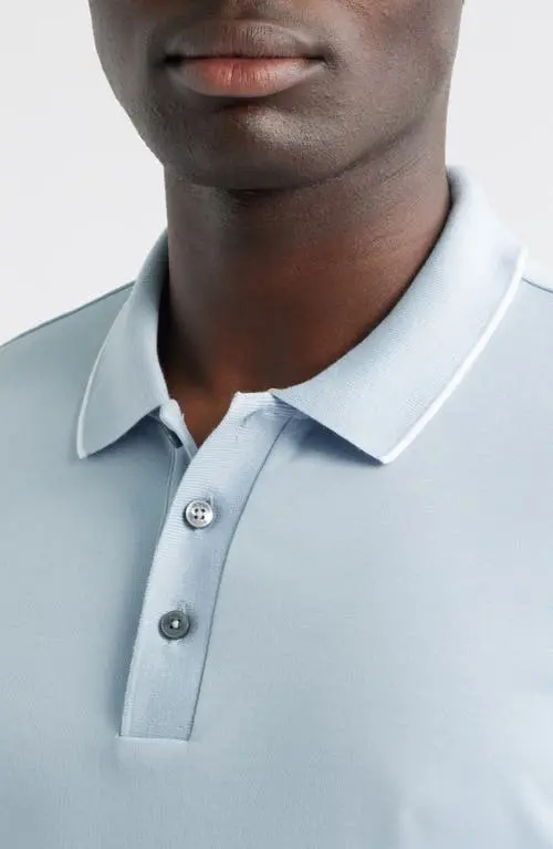 BOSS Parlay Tipped Cotton Polo - Light Blue