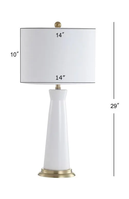 JONATHAN Y Hartley 29" Ceramic Column Led Table Lamp - White/brass Gold