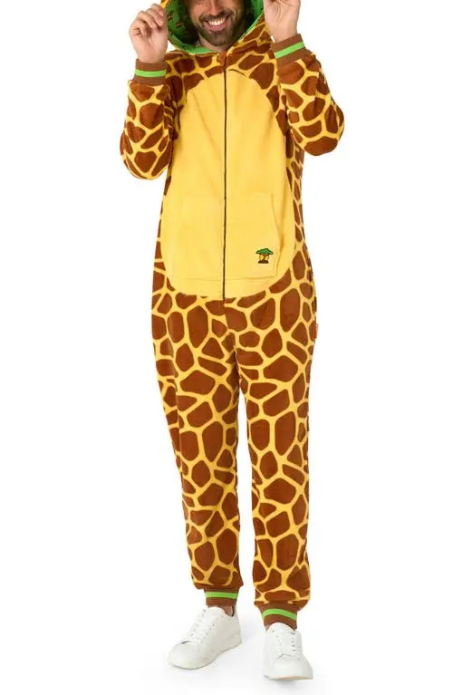 Opposuits Giraffe Hooded Fleece Jumpsuit Costume - Beige