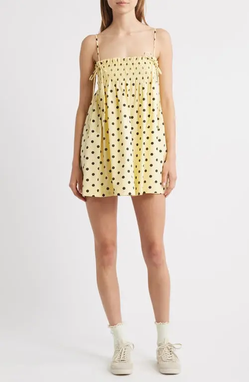 DAMSON MADDER Lilo Polka Dot Organic Cotton Minidress - Yellow