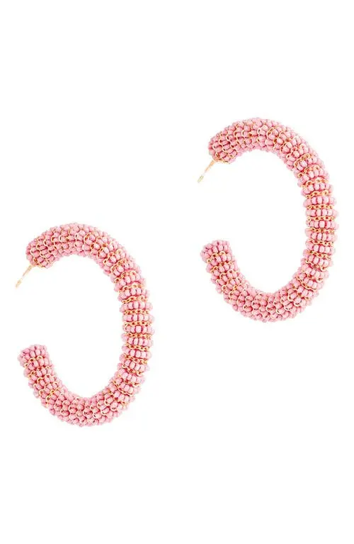 Deepa Gurnani Zareen Beaded Hoop Earrings - Pink