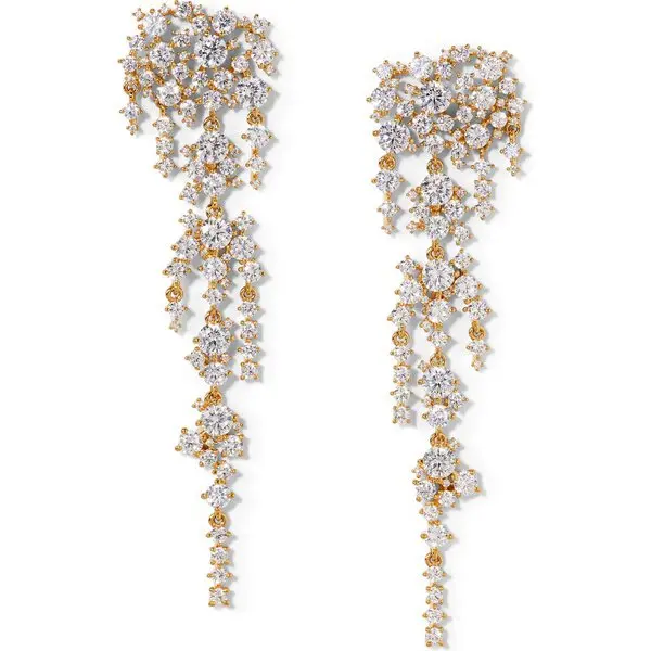 Nadri Starlight Cluster Chandelier Earrings - Gold