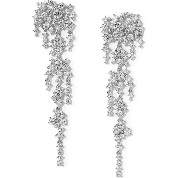 Nadri Starlight Cluster Chandelier Earrings - Rhodium