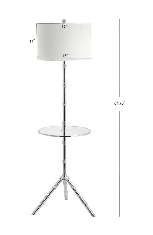 JONATHAN Y Hall 62" Metal Led End Table Floor Lamp - Chrome