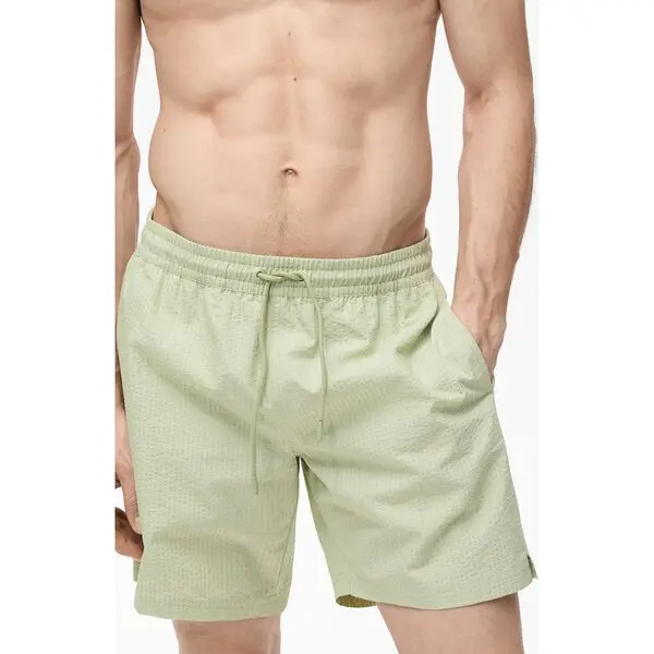 Mango Seersucker Swim Trunks - Pastel Green