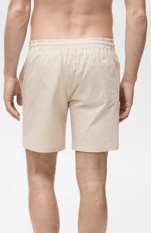 Mango Seersucker Swim Trunks