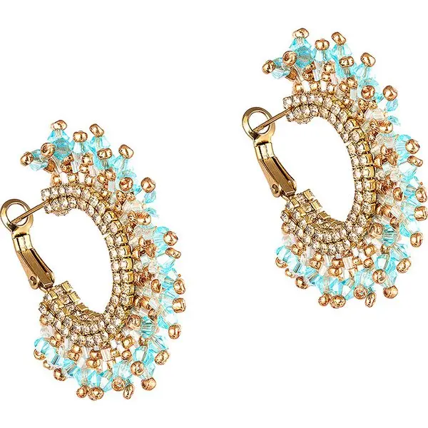 Deepa Gurnani Sierra Hoop Earrings - Turquoise