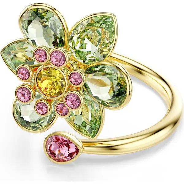 SWAROVSKI Idyllia Crystal Flower Bypass Ring - Green