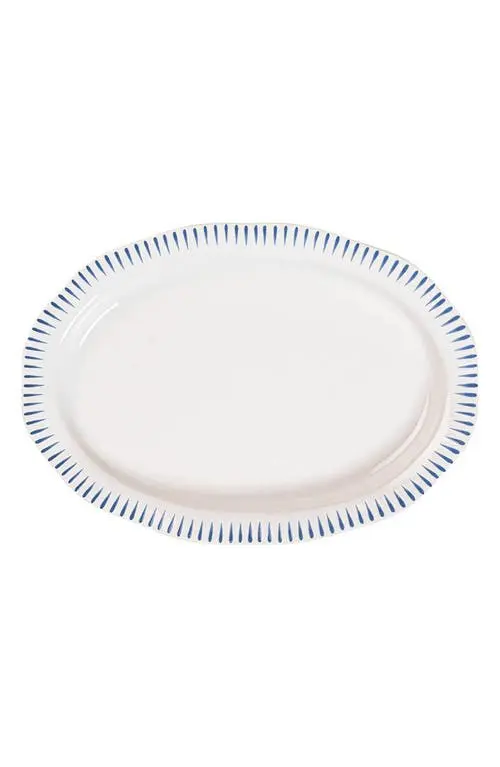JULISKA Sitio Stripe 17-inch Platter - Whitewash/ Delft Blue