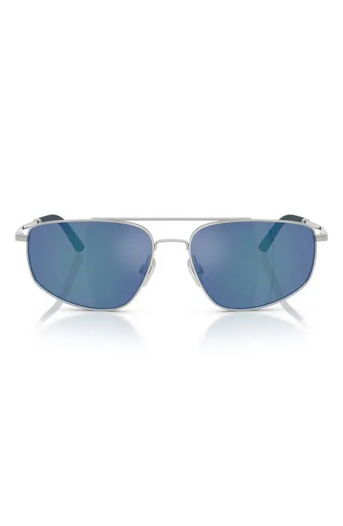 Oliver Spencer 59mm Pilot Sunglasses - Brushed Silver/ Marine Flash