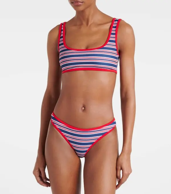 Jade Swim Rounded Edges Striped Bikini Top - Multicoloured