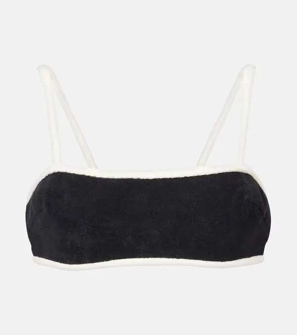 ADRIANA DEGREAS Cotton-blend Terry Top - Black
