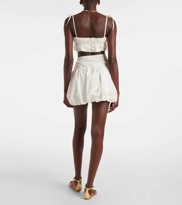Faithfull The Brand Gathered Cotton Poplin Bubble Skirt - White