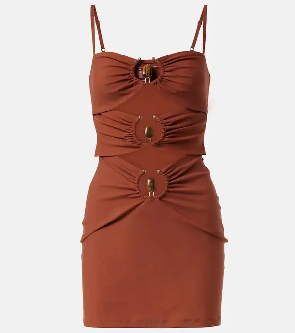 Christopher Esber Pierced Orbit Cutout Mini Dress - Brown