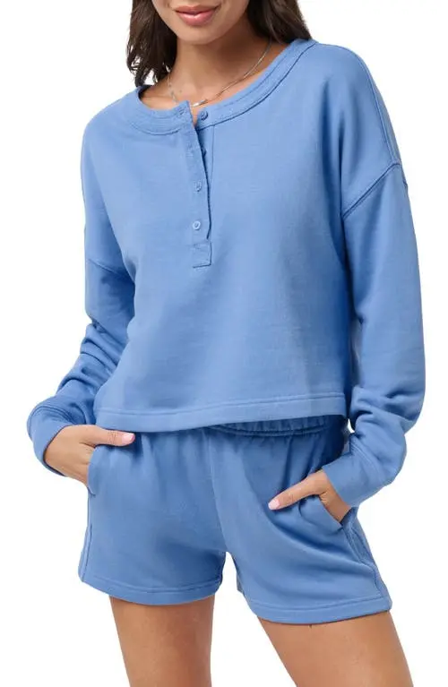 Travis Mathew Octavia Long Sleeve Cotton Henley - Granada Blue
