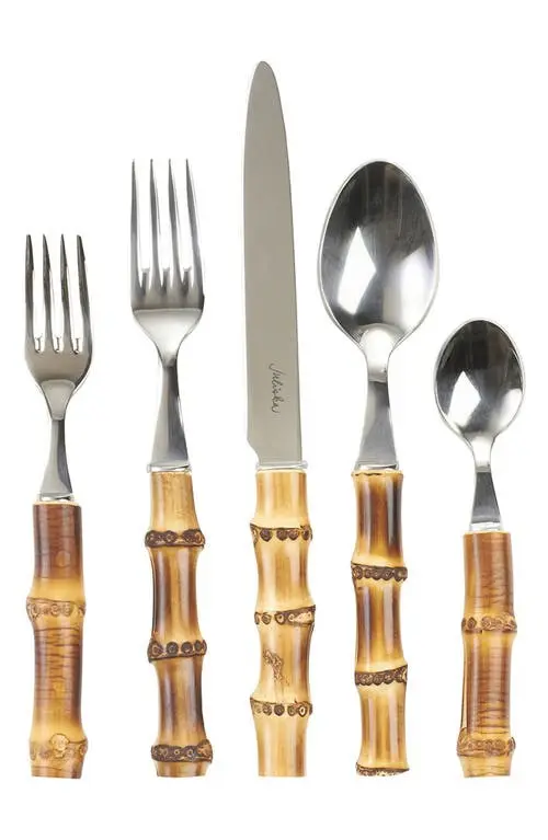JULISKA Bamboo 5-piece Flatware Place Setting - Silver/ Bamboo Natural