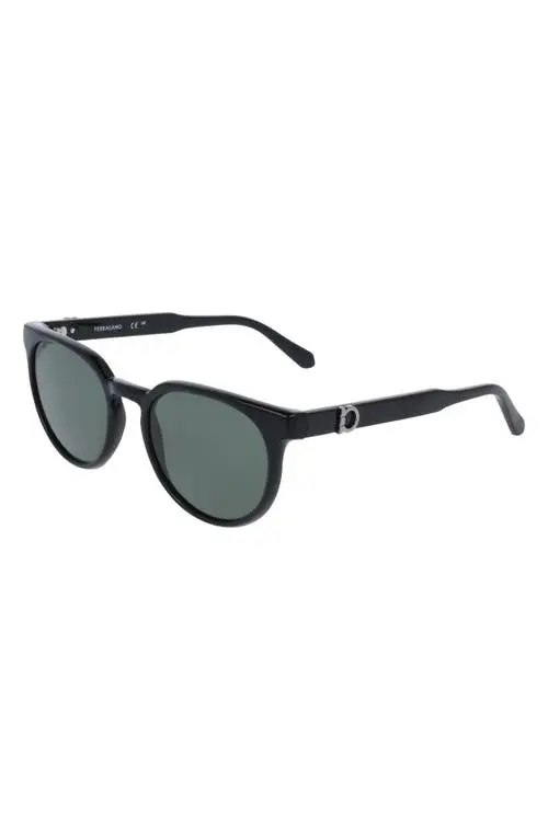 FERRAGAMO 53mm Round Sunglasses - Black
