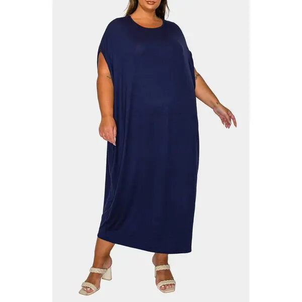L I V D Sasha Knit Kaftan Dress - Navy
