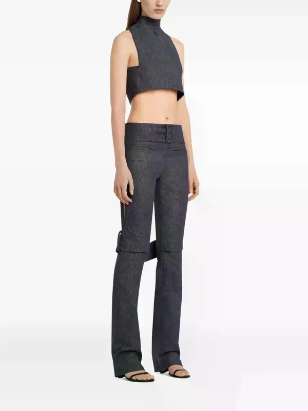 COURREGES Mock-neck Denim Top