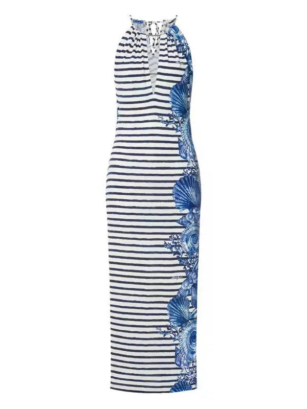 Alberta Ferretti Striped Sleeveless Dress