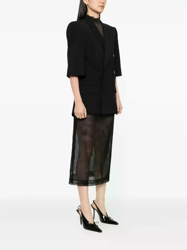 ALAINPAUL 3/4-sleeve Double-breasted Blazer