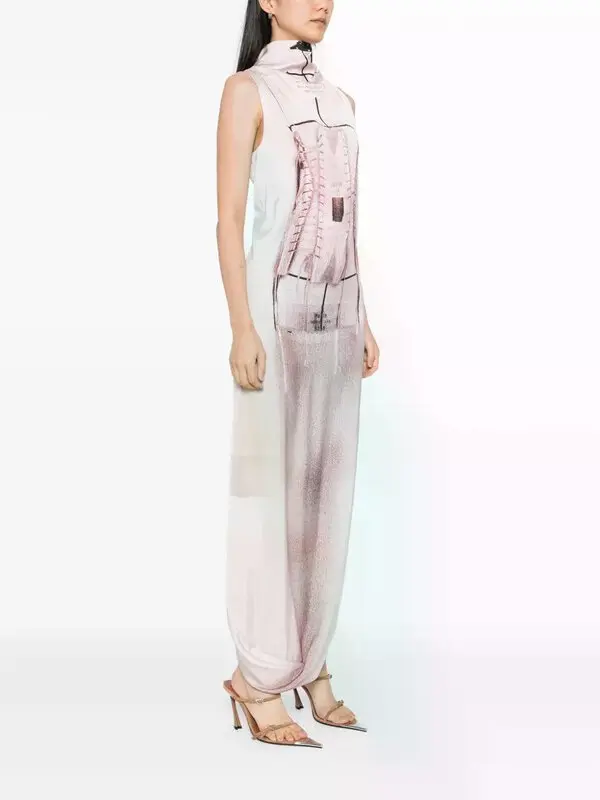 JEAN PAUL GAULTIER Maxi Bustier-print Dress - White