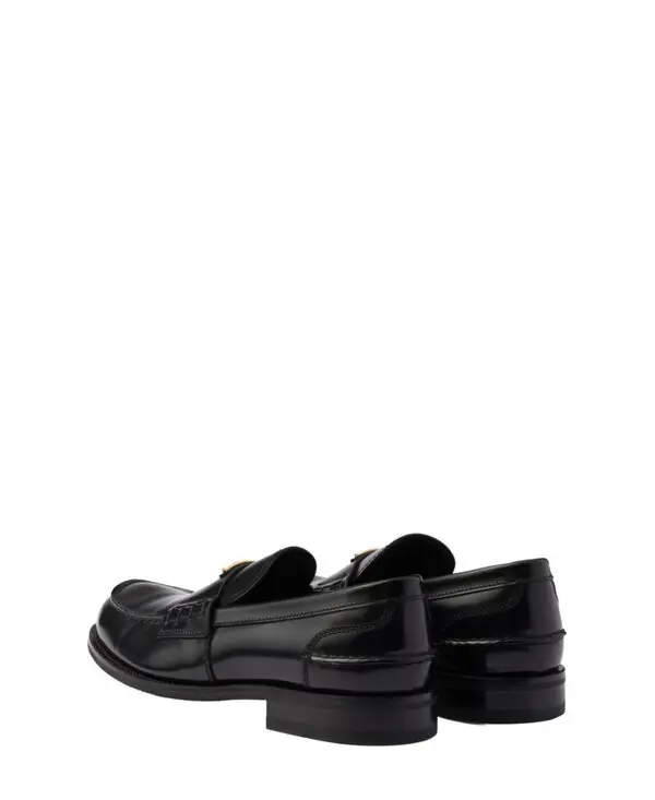 Prada Brushed Leather Loafers - Black