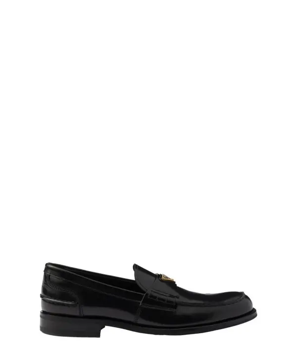 Prada Brushed Leather Loafers - Black