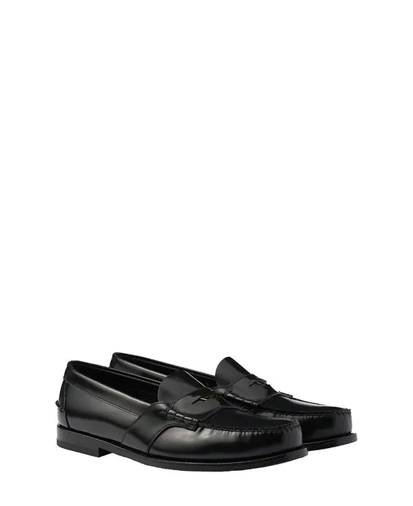 Prada Brushed Leather Loafers - Black
