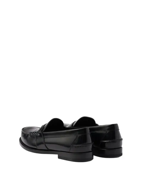 Prada Brushed Leather Loafers - Black