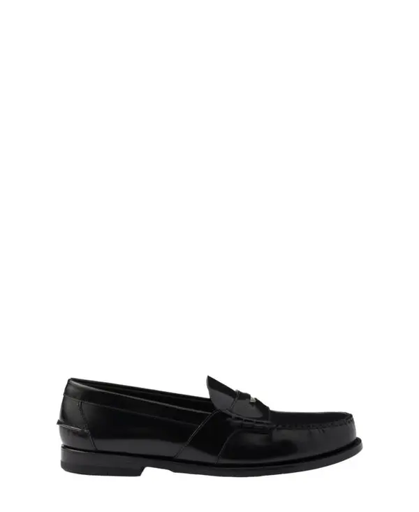 Prada Brushed Leather Loafers - Black