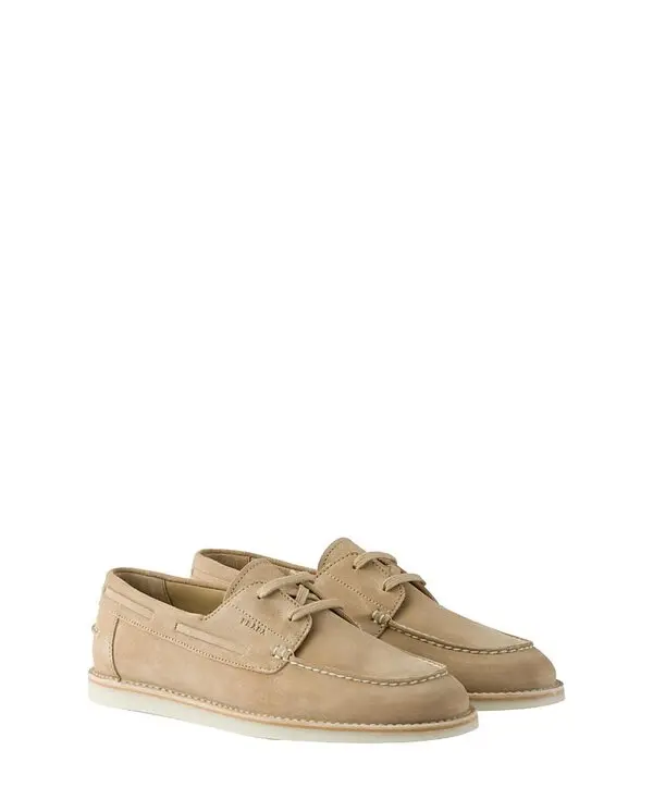 Prada Bleached Suede Boat Shoes