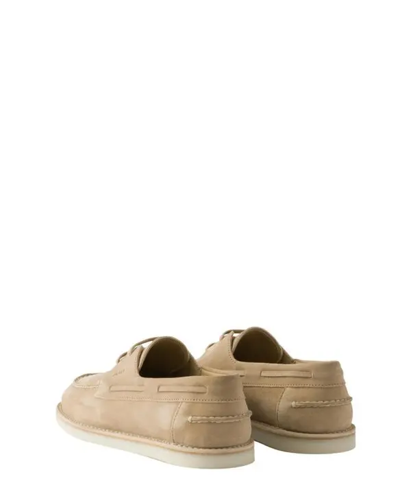 Prada Bleached Suede Boat Shoes