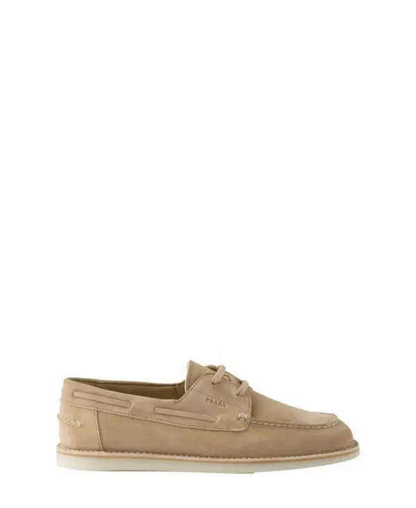 Prada Bleached Suede Boat Shoes