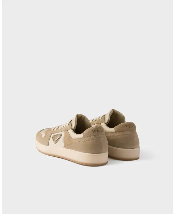 Prada Downtown Re-nylon And Suede Sneakers - Desert