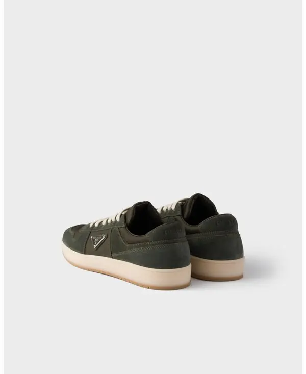 Prada Downtown Re-nylon And Suede Sneakers - Green