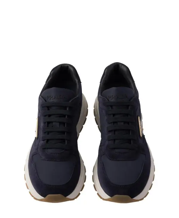 Prada Prax 01 Re-nylon And Suede Sneakers - Blue