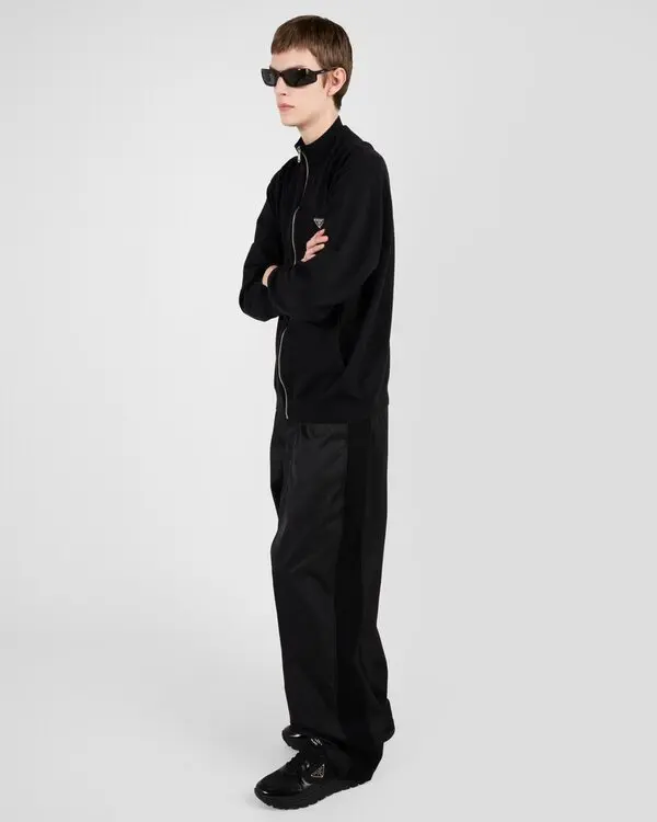 Prada Re-nylon And Brushed Leather Lace-up Sneakers - Black