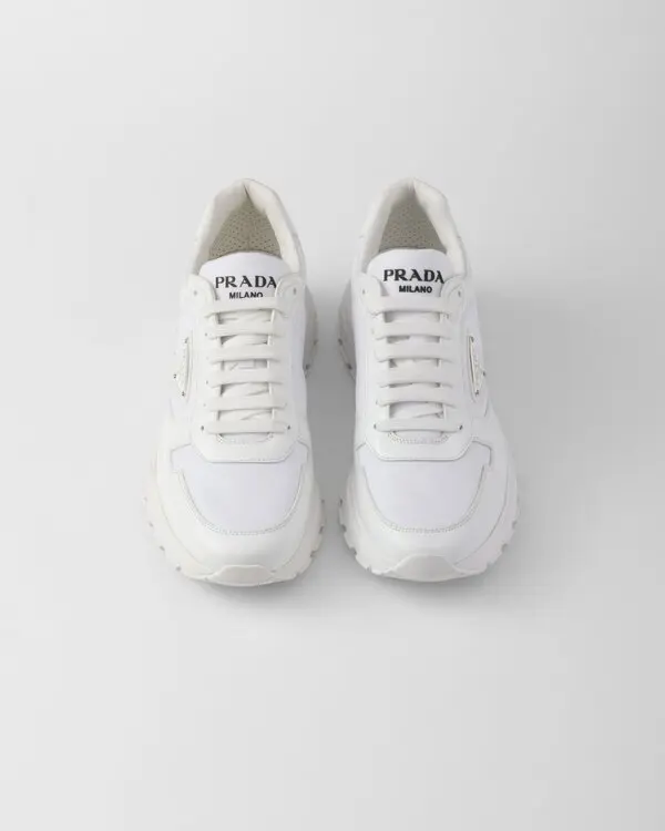 Prada Prax 01 Re-nylon And Brushed Leather Sneakers - White