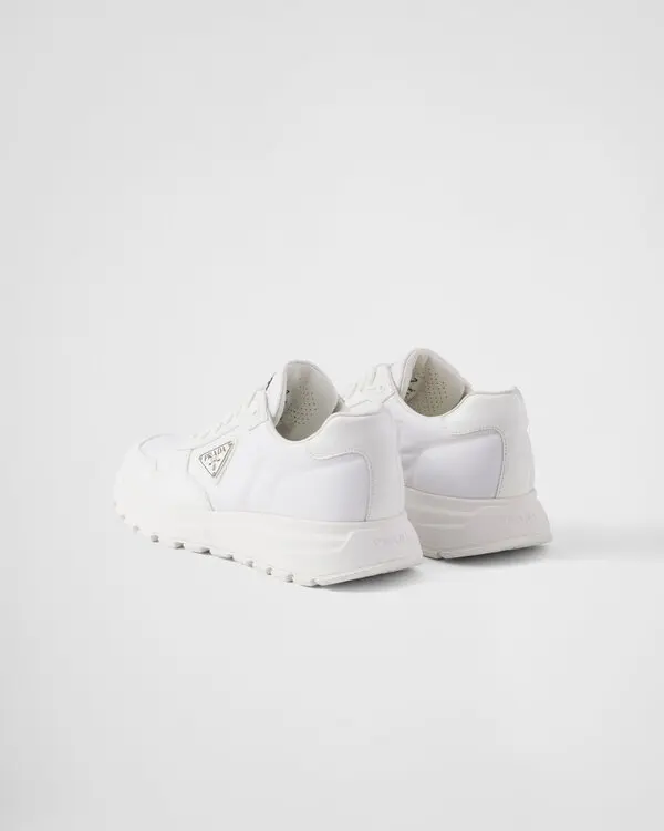 Prada Prax 01 Re-nylon And Brushed Leather Sneakers - White