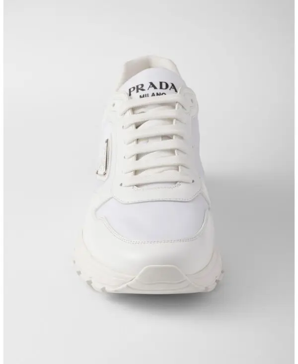 Prada Prax 01 Re-nylon And Brushed Leather Sneakers - White