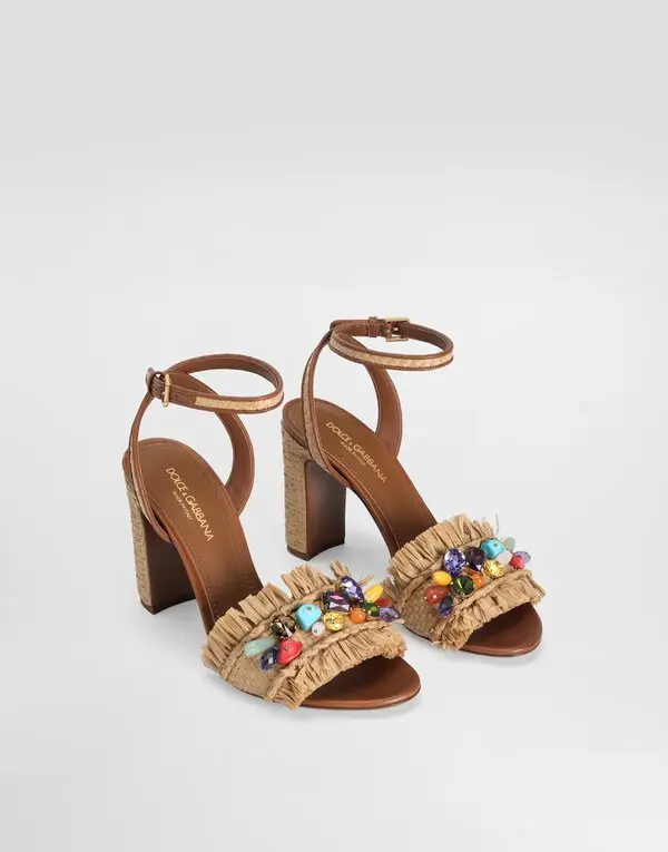 Dolce & Gabbana Braided Sandal With Rhinestone Embroidery