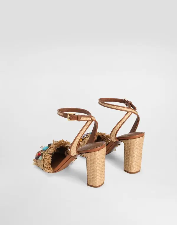 Dolce & Gabbana Braided Sandal With Rhinestone Embroidery