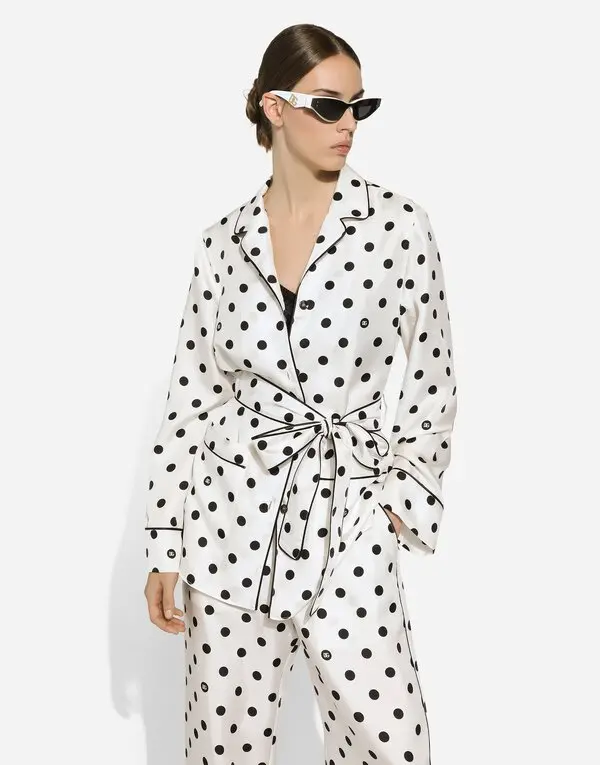 Dolce & Gabbana Polka-dot Silk Pajama Shirt - Print