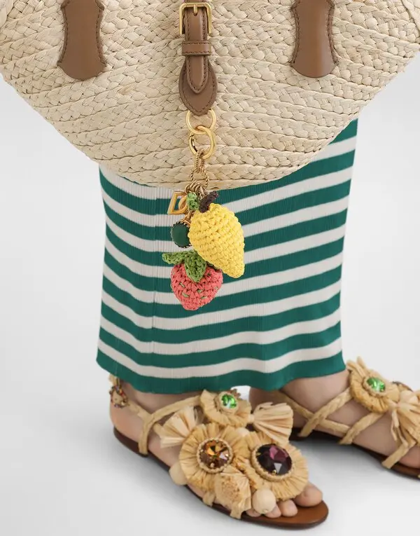 Dolce & Gabbana Metal And Raffia Keychain