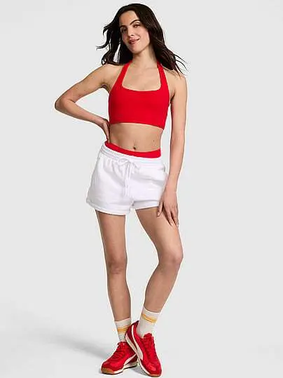 Pink All-day Cotton™ Halter Sports Bra - Red